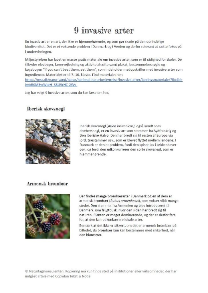 9 invasive arter - Gratis undervisningsmateriale